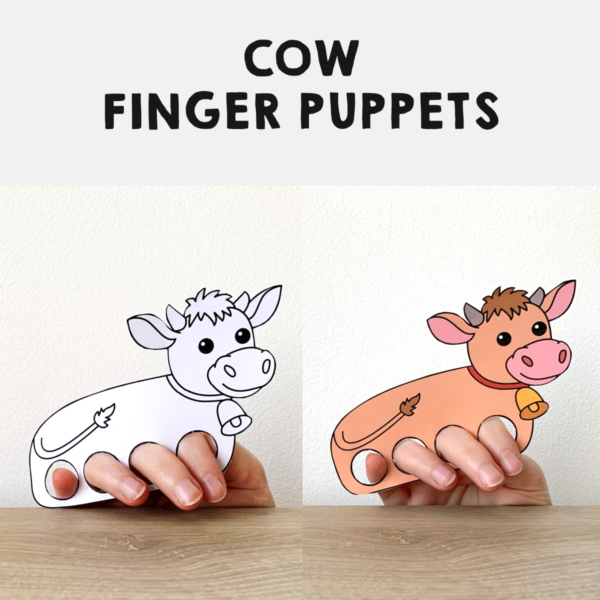 Cow Finger Puppet Printable Farm Animal Coloring Paper Craft Activity | Made By Teachers