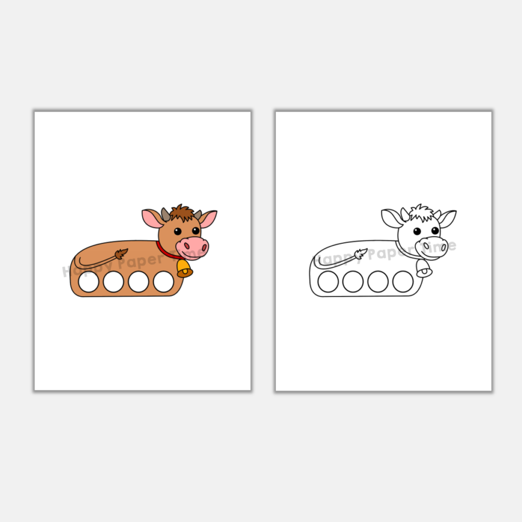 Cow Finger Puppet Printable Farm Animal Coloring Paper Craft Activity ...