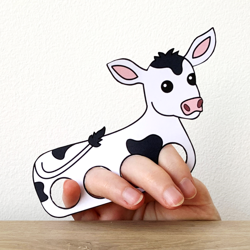 Calf Finger Puppet Printable Farm Animal Coloring Paper Craft Activity ...