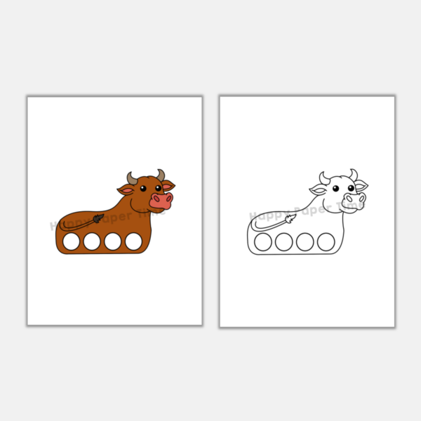 Bull Finger Puppet Printable Farm Animal Coloring Paper Craft Activity ...