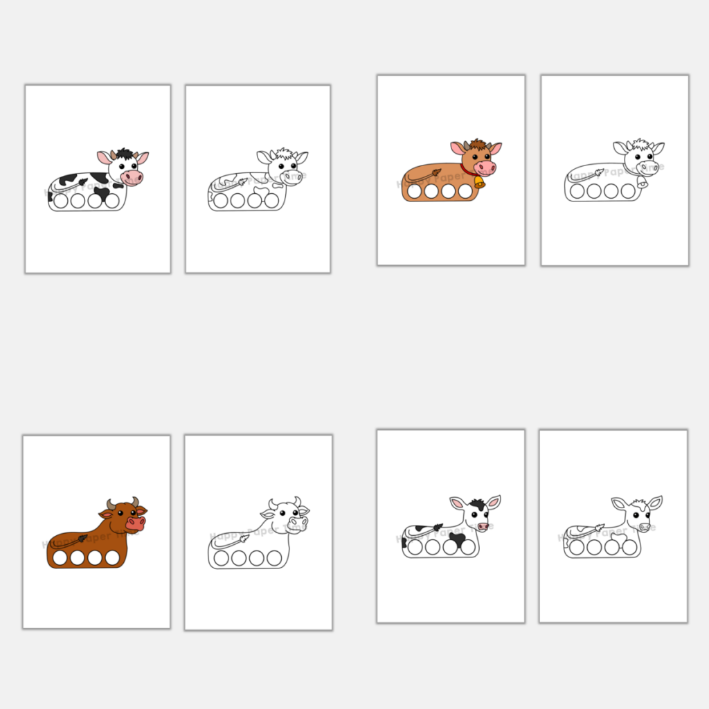 Cow Finger Puppets Printable Farm Animal Coloring Paper Craft Activity ...