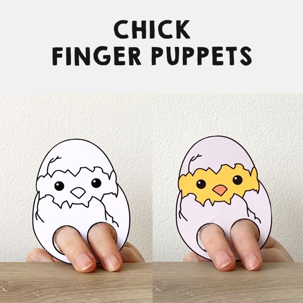 Chick Finger Puppet Printable Farm Animal Coloring Paper Craft Activity ...
