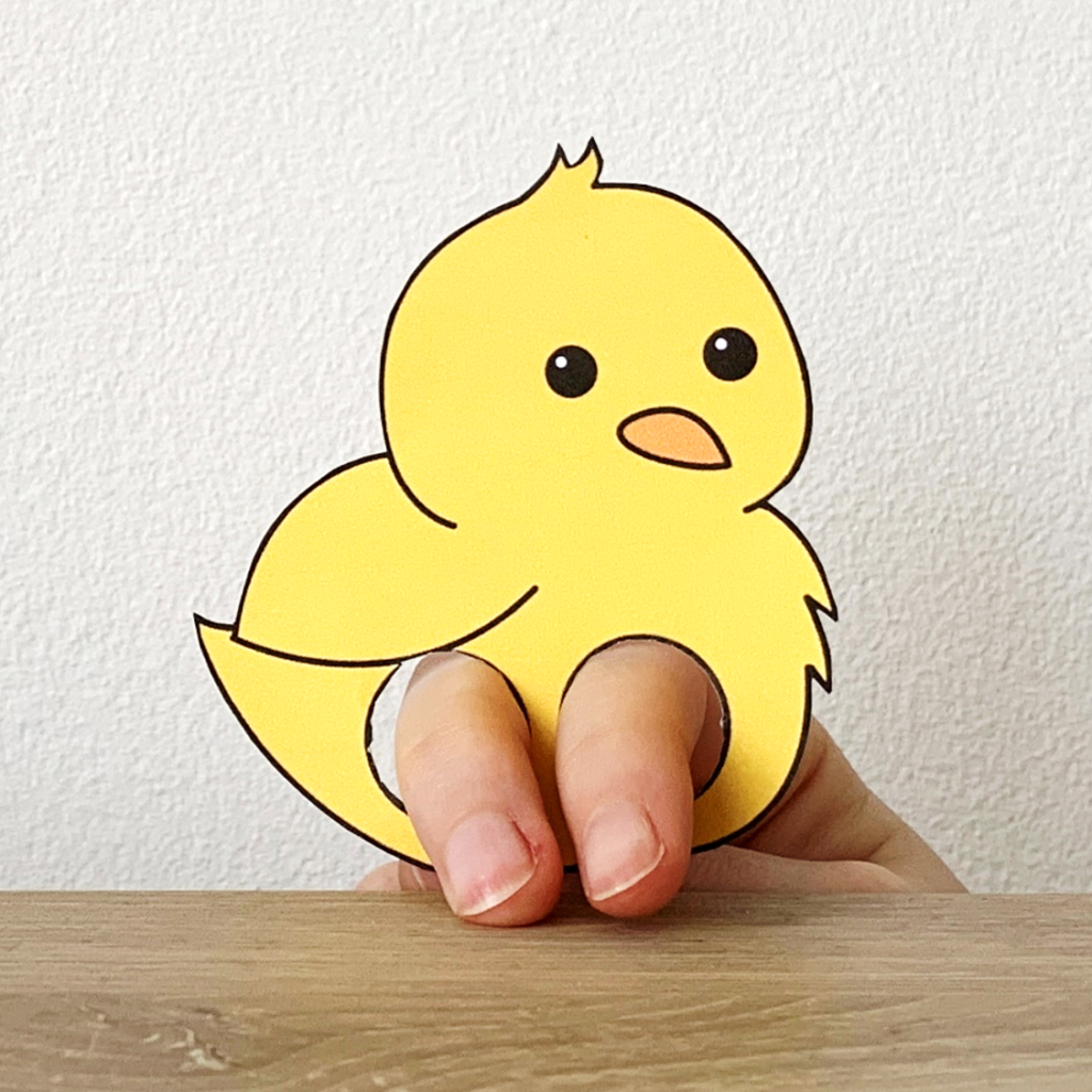 Chick Finger Puppet Printable Farm Animal Coloring Paper Craft Activity ...