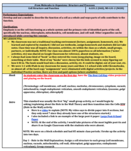 6th Science Lesson Cell Structure and Function OAS 6.LS1.2 NGSS MS-LS1 ...