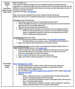 6th Science Lesson Cell Structure and Function OAS 6.LS1.2 NGSS MS-LS1 ...