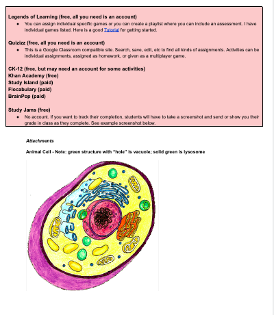 6th Science Lesson Cell Structure and Function OAS 6.LS1.2 NGSS MS-LS1 ...