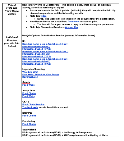 7th Science Lesson Cycling of Matter & Flow of Energy OAS 7.LS2.3 NGSS ...