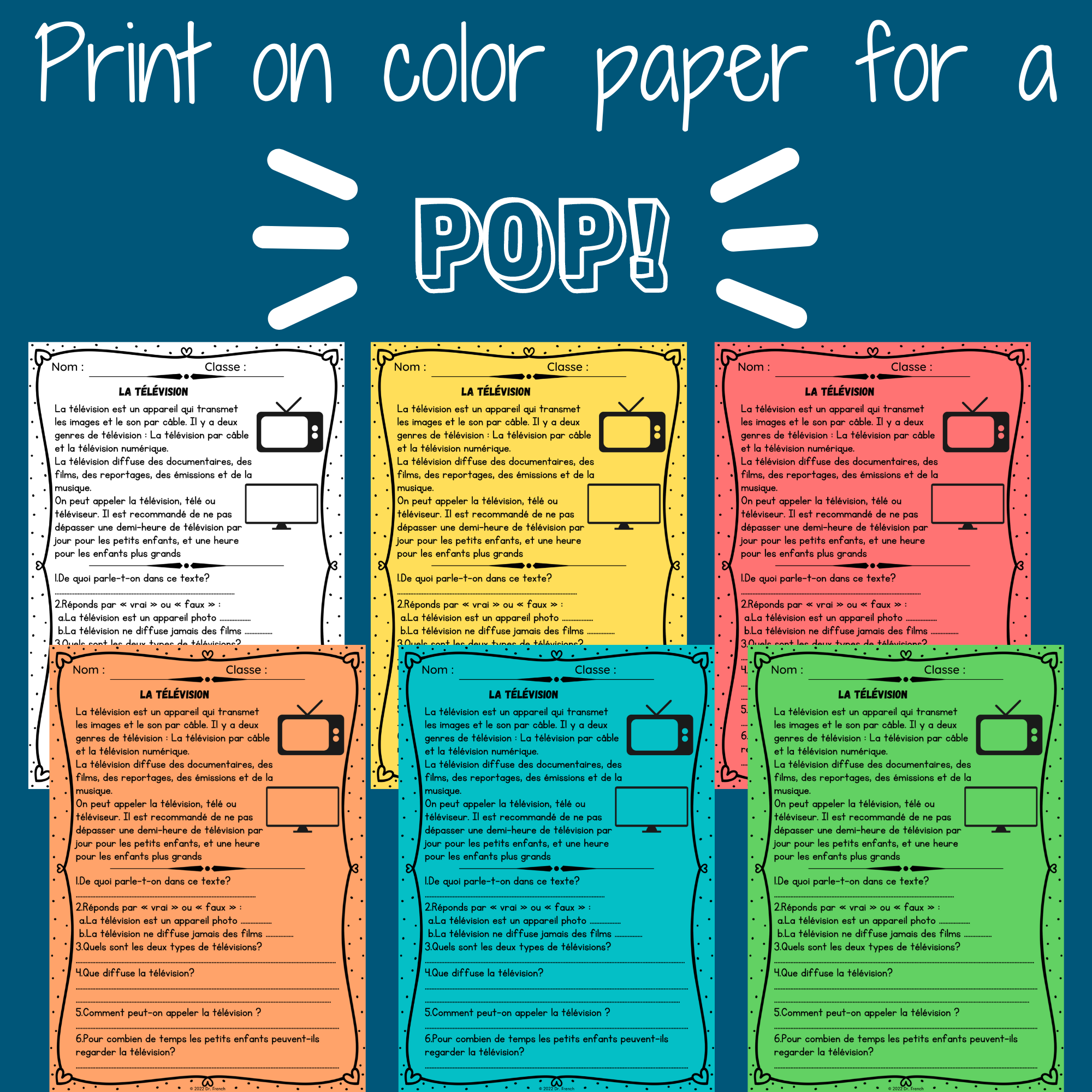 French Reading Comprehension Activity For Beginners. Compréhension de ...