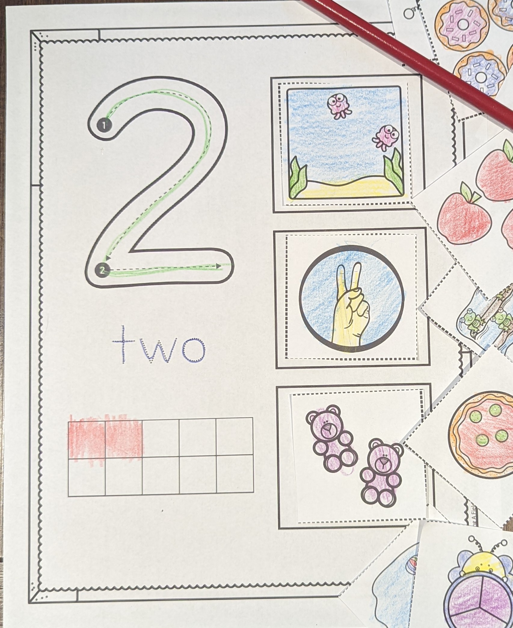 Numbers 1-10 Trace Color Cut Paste Matching Activity | Made By Teachers