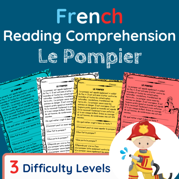 Le Pompier. French Reading Comprehension Activity For Beginners. The ...
