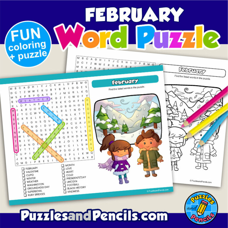 February Word Search Puzzle Activity Page | February Wordsearch | Made ...
