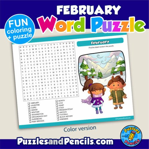 February Word Search Puzzle Activity Page | February Wordsearch | Made ...