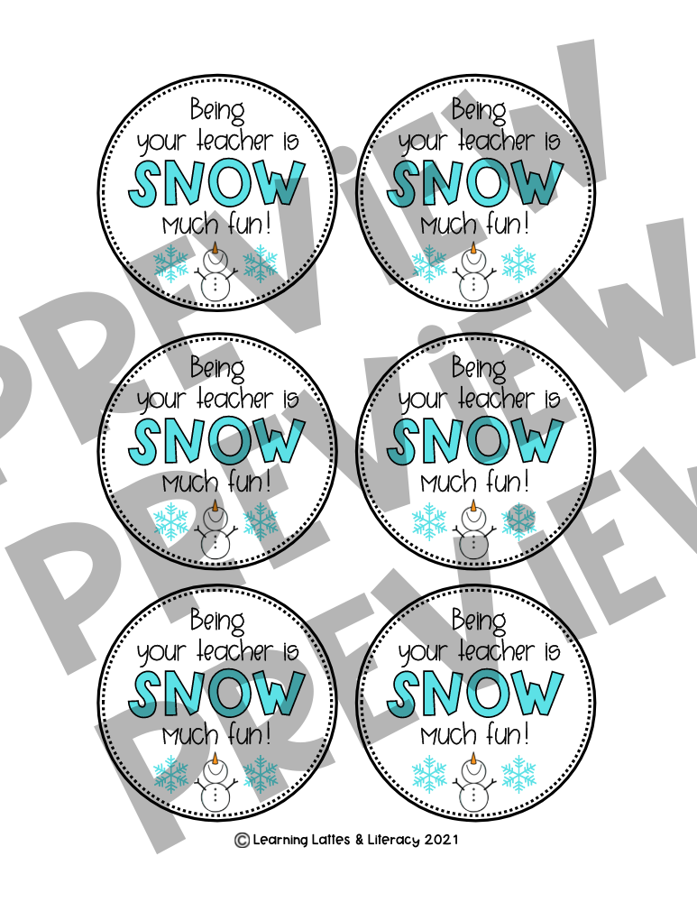 Snowman Gift Tags Winter January Tags Snow Much Fun Teacher Volunteer ...