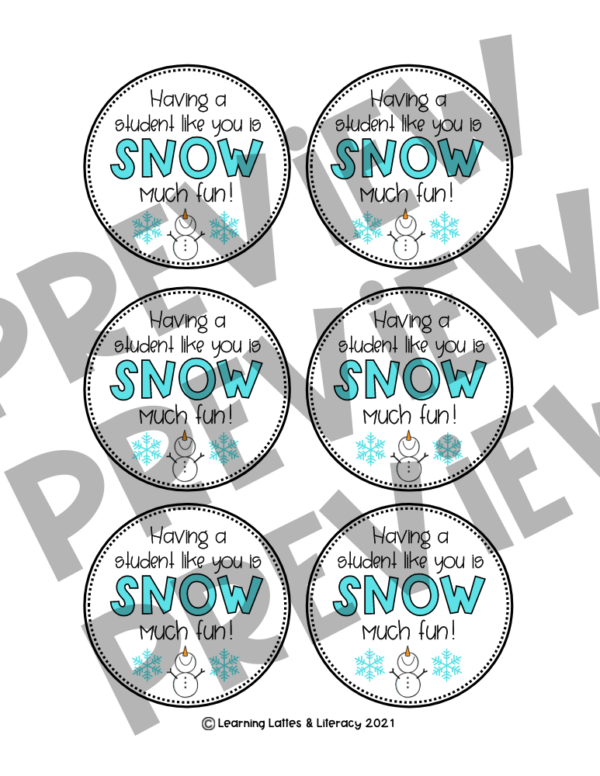 Snowman Gift Tags Winter January Tags Snow Much Fun Teacher Volunteer ...
