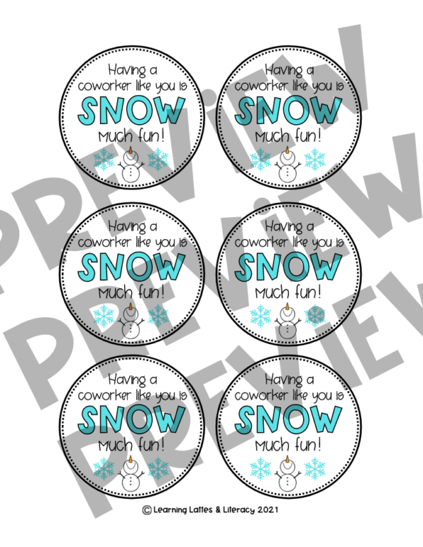 Snowman Gift Tags Winter January Tags Snow Much Fun Teacher Volunteer ...