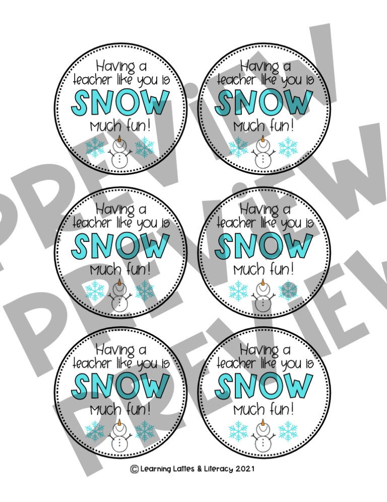 Snowman Gift Tags Winter January Tags Snow Much Fun Teacher Volunteer ...