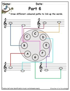 Music Worksheets: Treble Clef Note Reading Music Assessments Lines ...