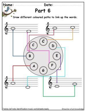 Music Worksheets: Treble Clef Note Reading Music Assessments Lines ...