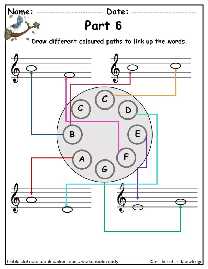 Music Worksheets: Treble Clef Note Reading Music Assessments Lines ...