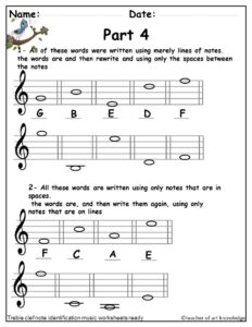 Music Worksheets: Treble Clef Note Reading Music Assessments Lines ...