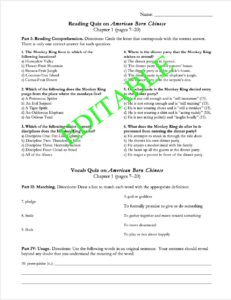 AMERICAN BORN CHINESE Unit Plan: Discussion Prompts, Exercises, Reading ...