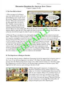 AMERICAN BORN CHINESE Unit Plan: Discussion Prompts, Exercises, Reading ...