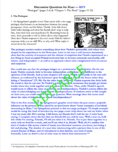 THE COMPLETE MAUS Unit Plan: Discussion Questions, Worksheets, Reading ...