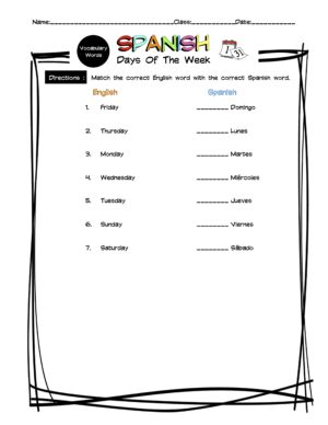Spanish Common Greetings Vocabulary Word list Column Worksheet | Made ...
