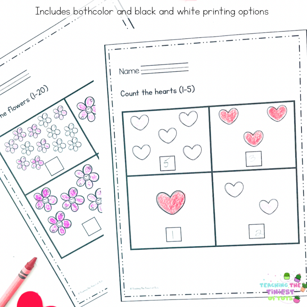 Valentine's Day Kindergarten Math Worksheets for kids| How Many ...
