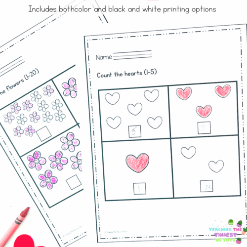Valentine's Day Kindergarten Math Worksheets for kids| How Many ...