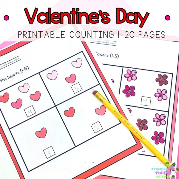 Valentine's Day Kindergarten Math Worksheets for kids| How Many ...