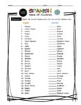 Spanish Names Of Countries Vocabulary Matching Worksheet & Answer Key ...