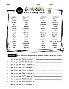 Spanish Common Greeting Vocabulary Word List Worksheet & Answer Key ...
