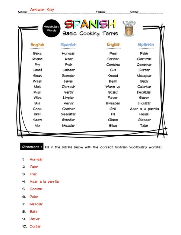 Spanish Cooking Terms Vocabulary Word List Worksheet Answer Key spanish-cooking-terms-vocabulary-word-list-worksheet-answer-key