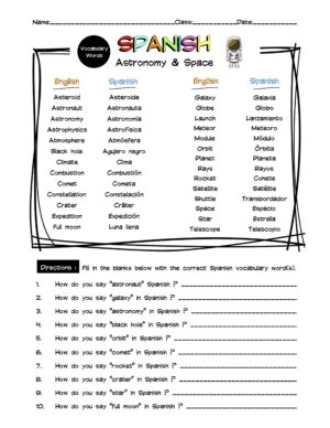 Spanish Character Traits Vocabulary Word List Worksheet & Answer Key ...