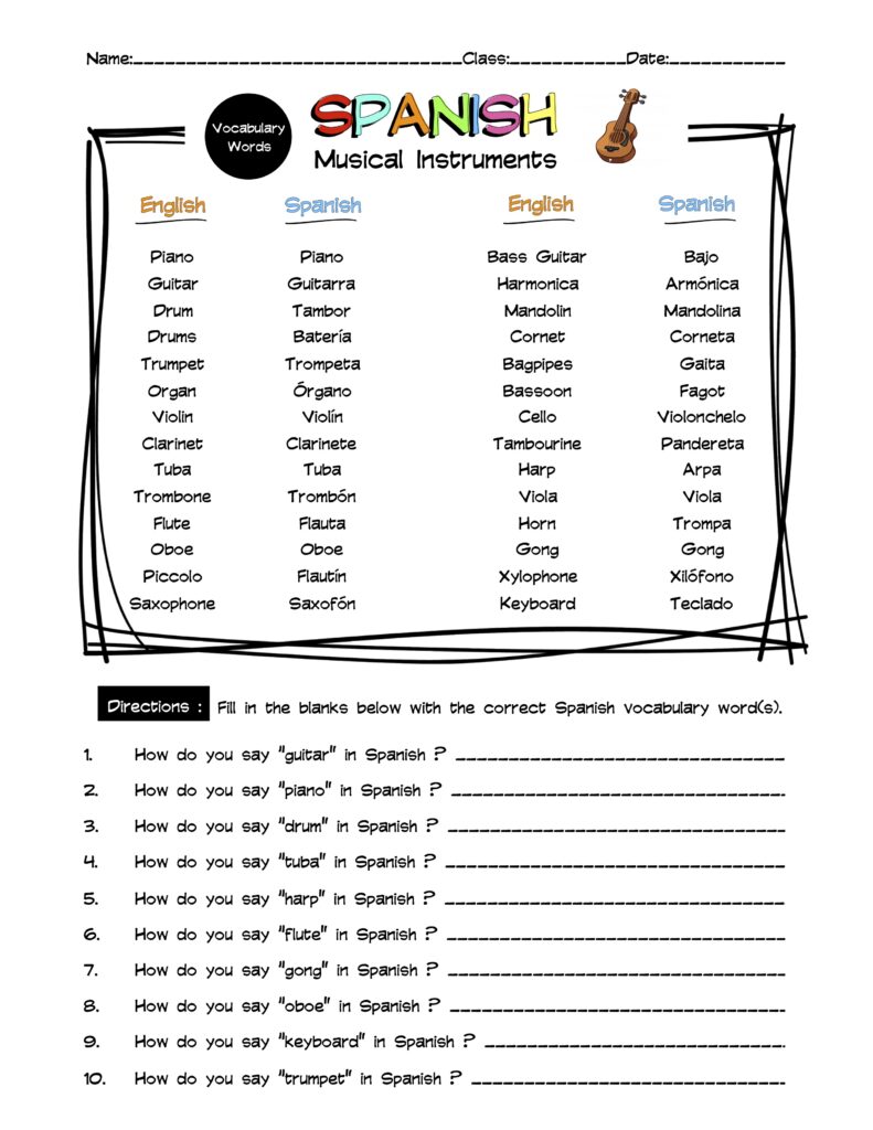 Spanish Family Members Vocabulary Matching Worksheet & Answer Key ...