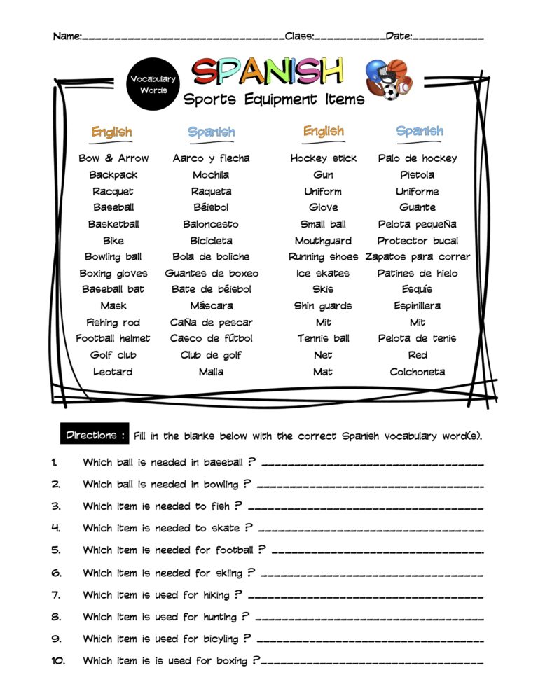 Spanish Women's Clothes Vocabulary Word List Worksheet & Answer Key ...