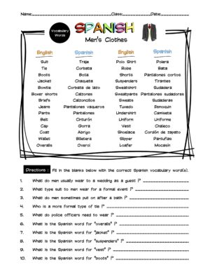 Spanish Outdoor Terrain Vocabulary Word List Worksheet & Answer Key ...