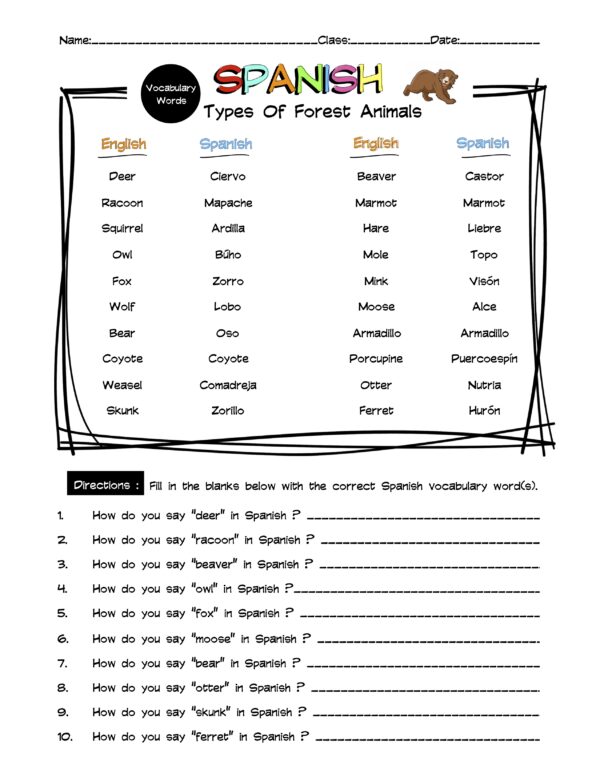 Spanish Travel & Tourism Vocabulary Matching Worksheet & Answer Key ...