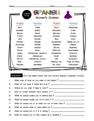 Spanish Car Interiors Vocabulary Matching Worksheet & Answer Key | Made ...