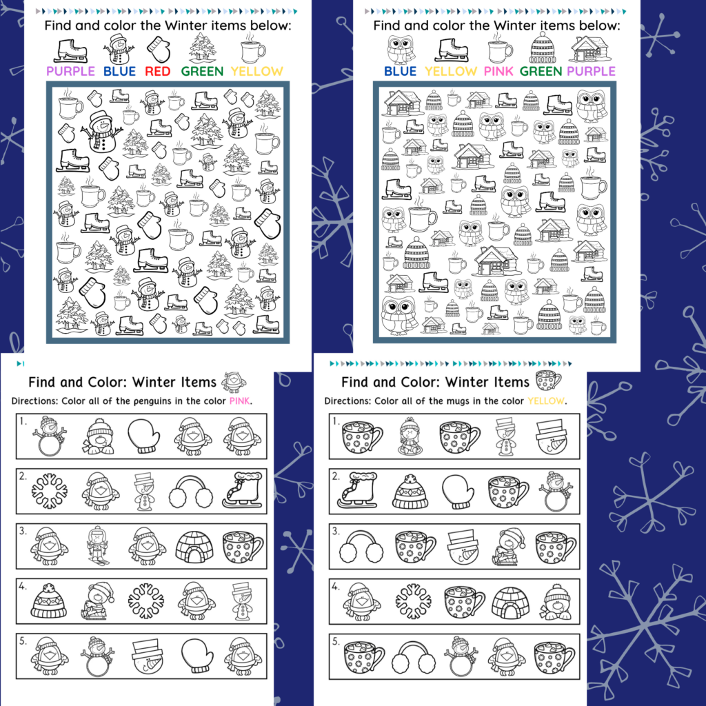Winter Find and Color Worksheets | Made By Teachers