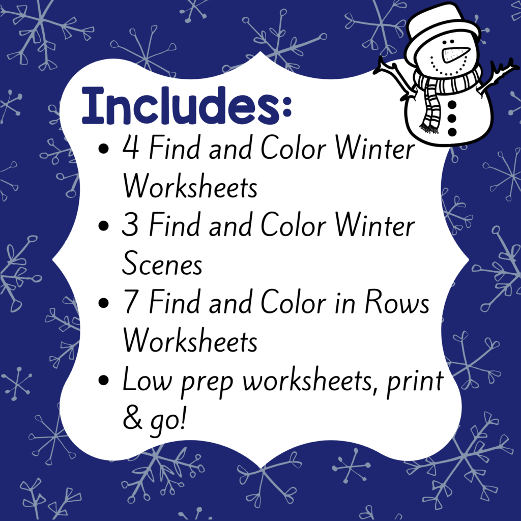 Winter Find and Color Worksheets | Made By Teachers