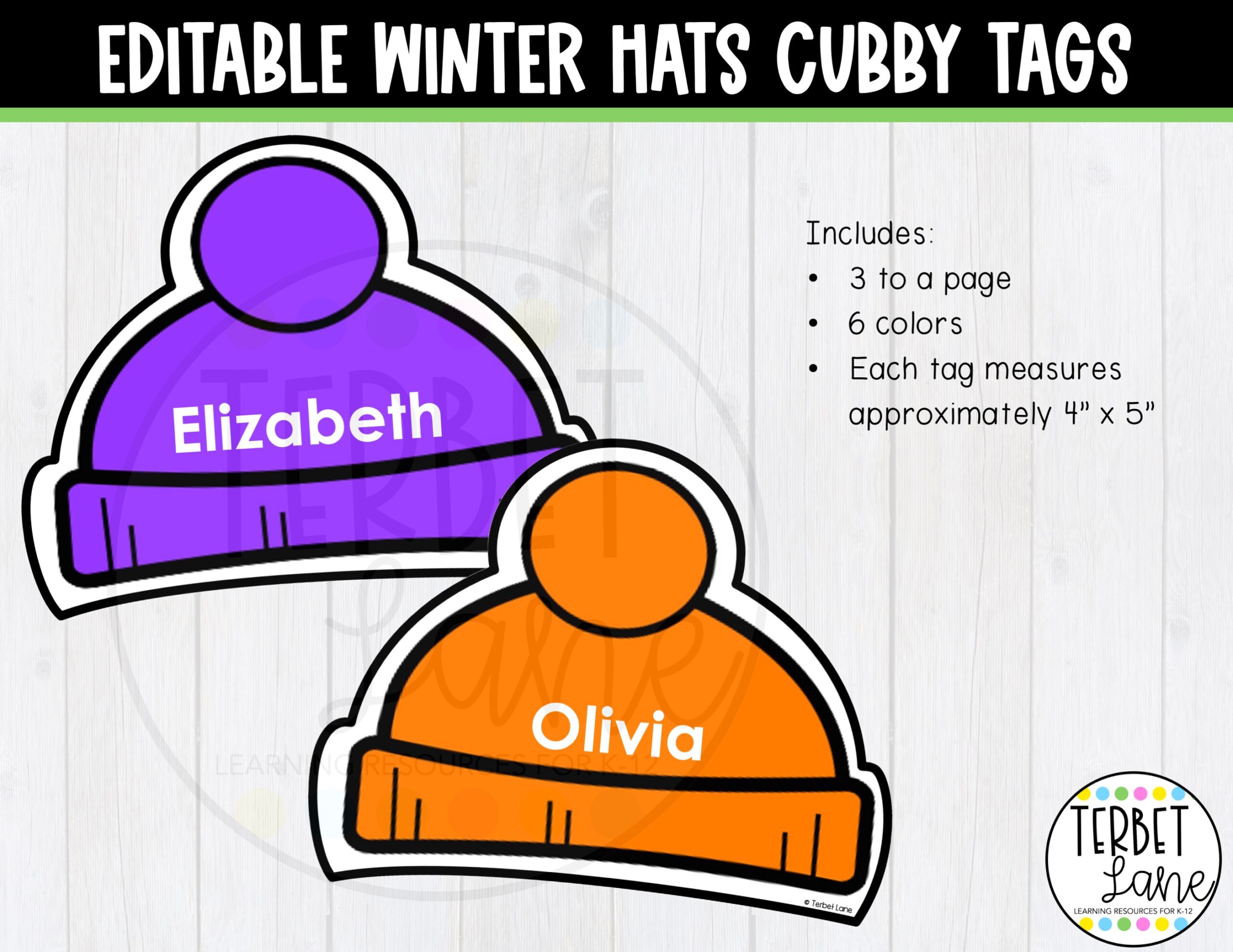 Editable Winter Hats Cubby Tags | Made By Teachers