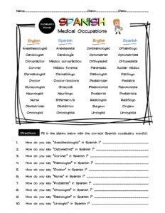 Spanish Zoo Animals Vocabulary Word List Worksheet & Answer Key | Made ...