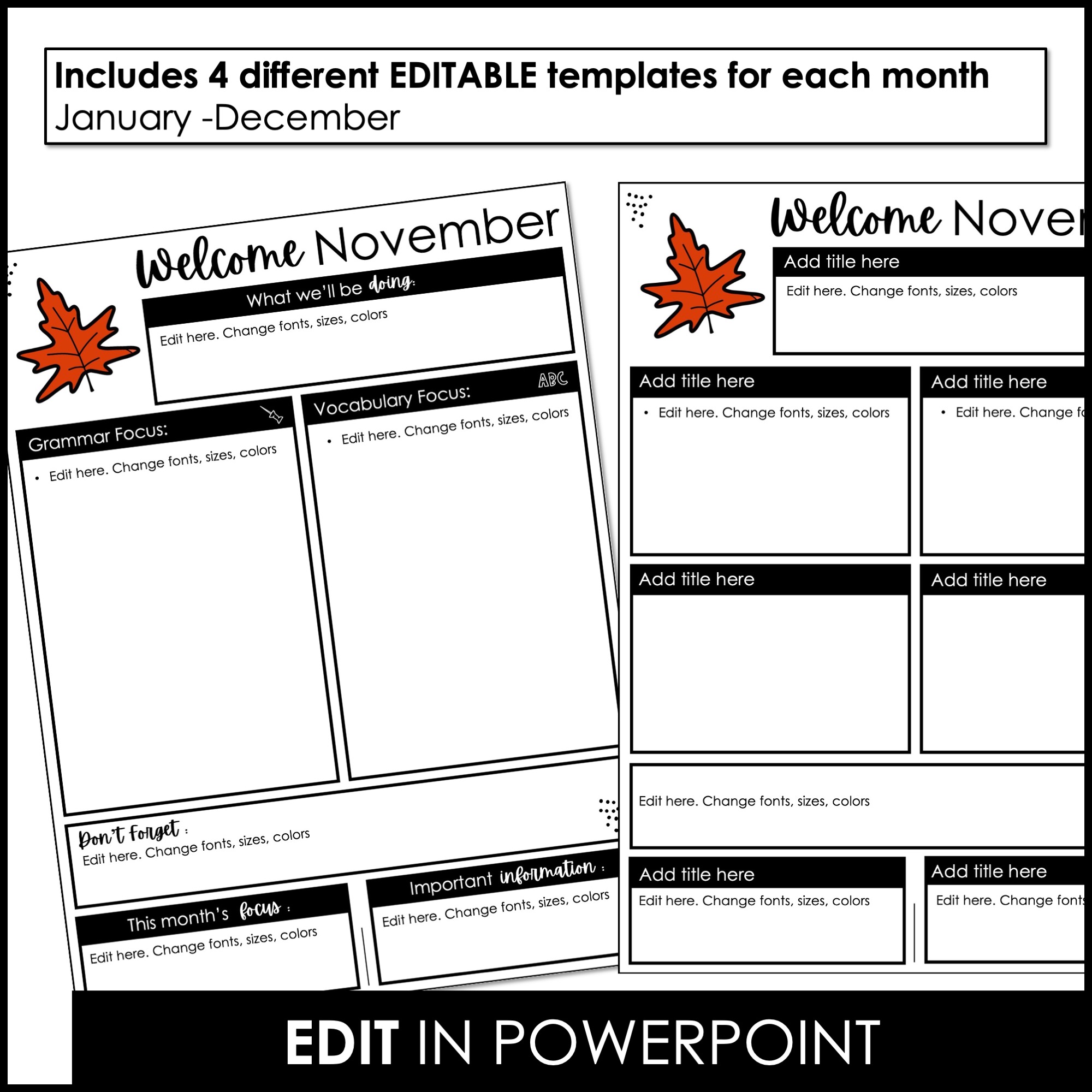 Monthly Parent Newsletter Templates Editable ESL EFL ELL Classroom monthly-parent-newsletter-templates-editable-esl-efl-ell-classroom