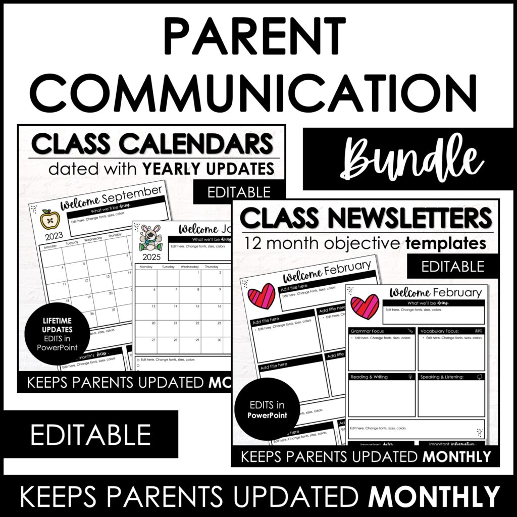 Monthly Calendar & Newsletter Parent Communication Bundle - Editable ...