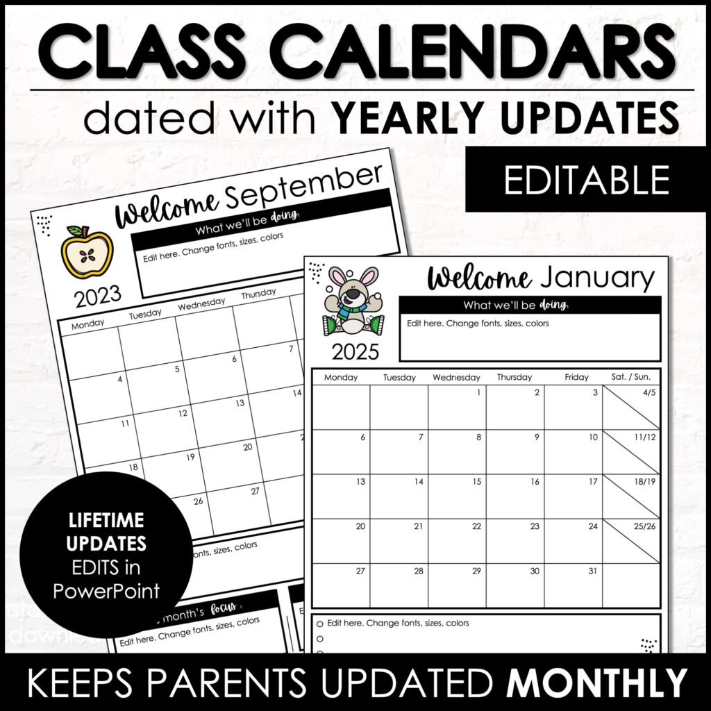 Monthly Calendar & Newsletter Parent Communication Bundle - Editable ...