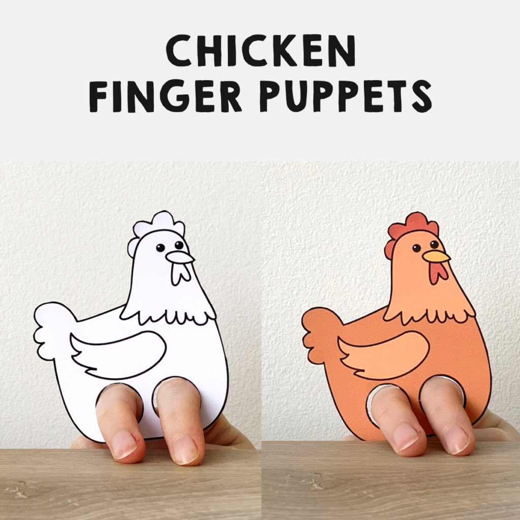 Chicken Finger Puppet Printable Farm Animal Coloring Paper Craft ...