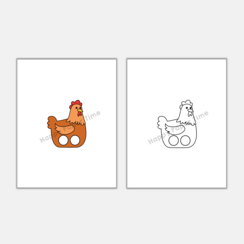 Chicken Finger Puppet Printable Farm Animal Coloring Paper Craft ...