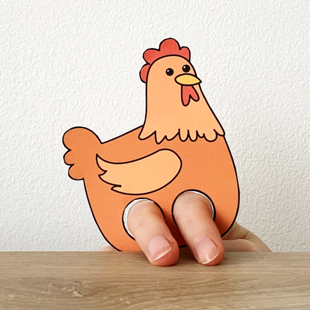 Chicken Finger Puppet Printable Farm Animal Coloring Paper Craft ...
